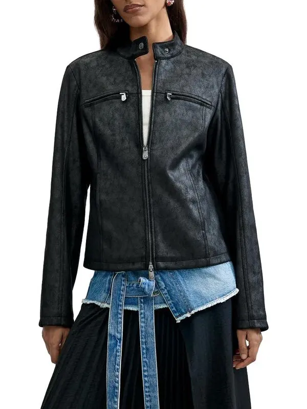 Desigual Faux Leather Jacket - Black