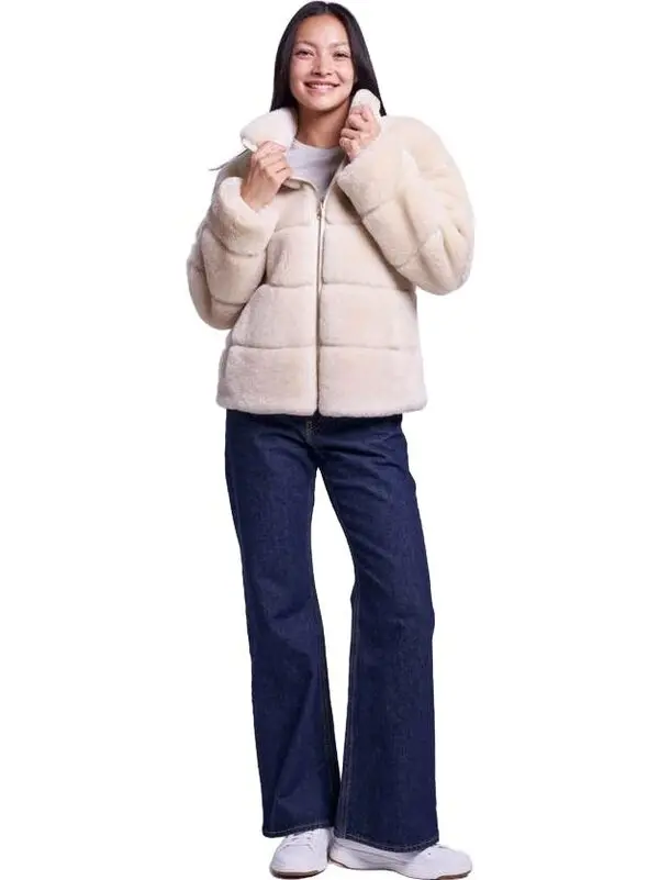 BLUE DUCK Horizontal Shearling Jacket - Beige