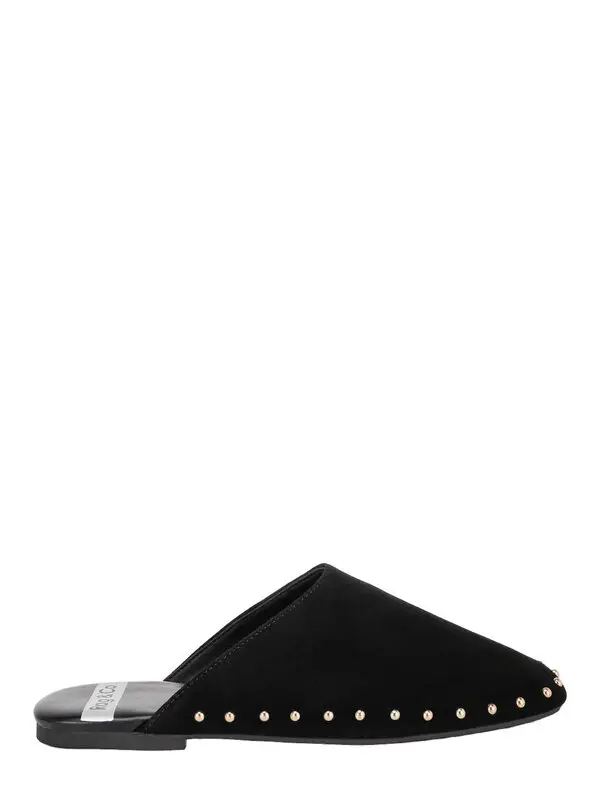 RAG & CO Corbera Studs Embellished Flat Mules In By - Black