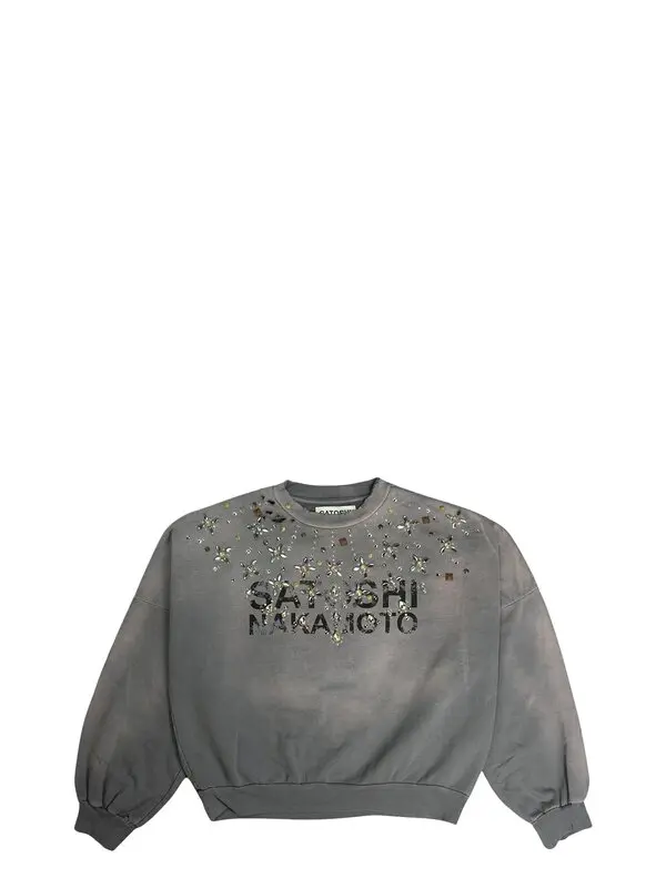 SATOSHI NAKAMOTO Crystal Castle Crewneck 'washed - Grey