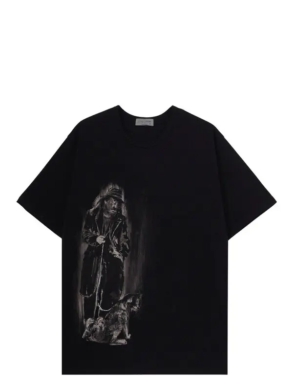 Yohji Yamamoto Cotton Single Jersey Round Neck Short-sleeve T-shirt - Black