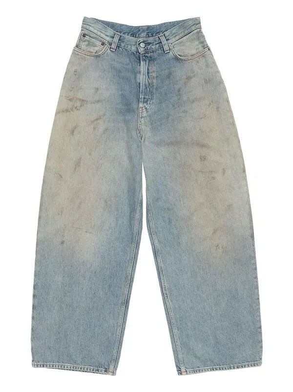 Acne Studios Wide Leg High Waisted Jeans 'mid - Blue