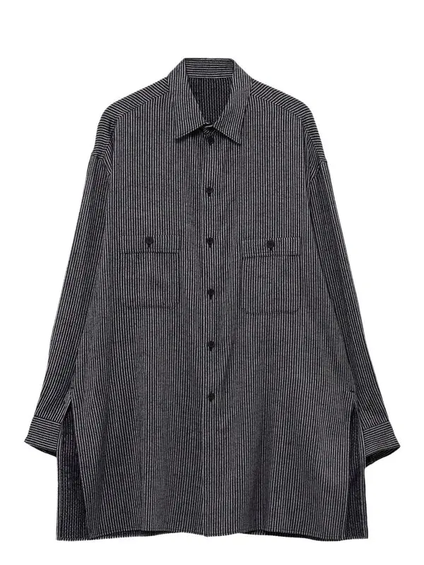 Yohji Yamamoto Melange Stripe Blouse - Black