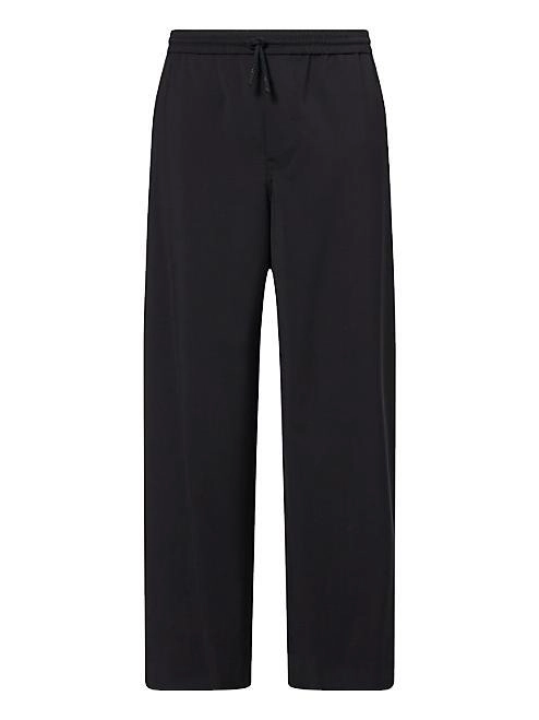 Loewe Anagram-embroidered Relaxed-fit Wool Trousers - Black