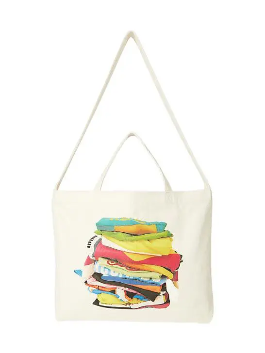 Paul Smith Dream Factory Cycling Stack Print Cotton-canvas Tote Bag - Ecru