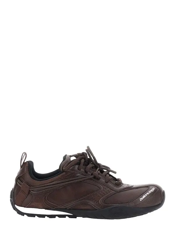 Balenciaga Radar' Brown Low Top Sneakers With Logo Patch On The Tongue In Leather For - Multicolor