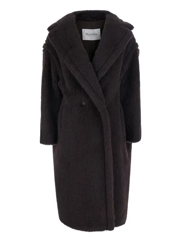 Max Mara Ted Girl' Double-breasted Coat With Maxi Notched Revers In Wool Blend For - Brown