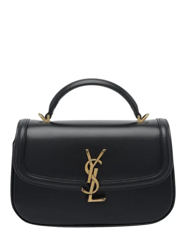 Saint Laurent Box Small Leather Solferino Bag With Handle - Black