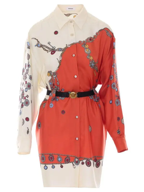 Versace Silk Twill Printed Dress - Multicolor