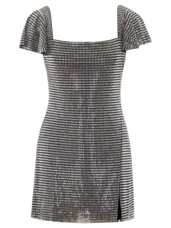 SELF-PORTRAIT Rhinestone Mini Dress - Gray