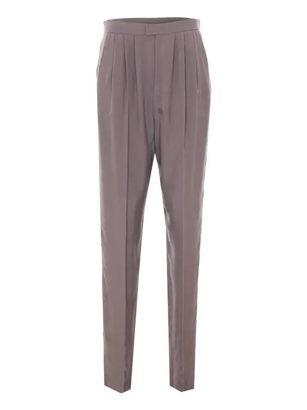 Saint Laurent Habotai Silk Pants - Gray