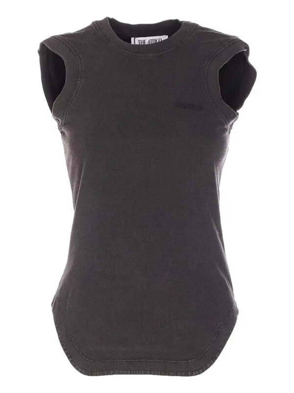 Attico Reese Tank Top With Logo - Black