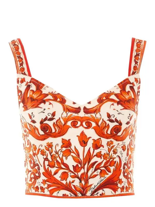 Dolce & Gabbana Maiolica Print Top - White