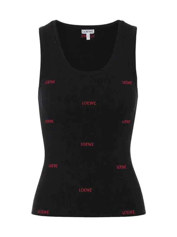 Loewe Tank Top With Allover Logo - Black