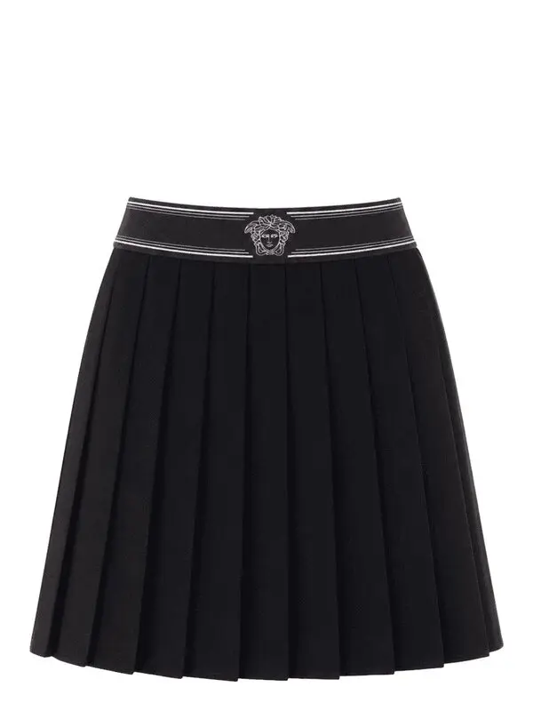 Versace Medusa Motif Mini Pleated Skirt - Black