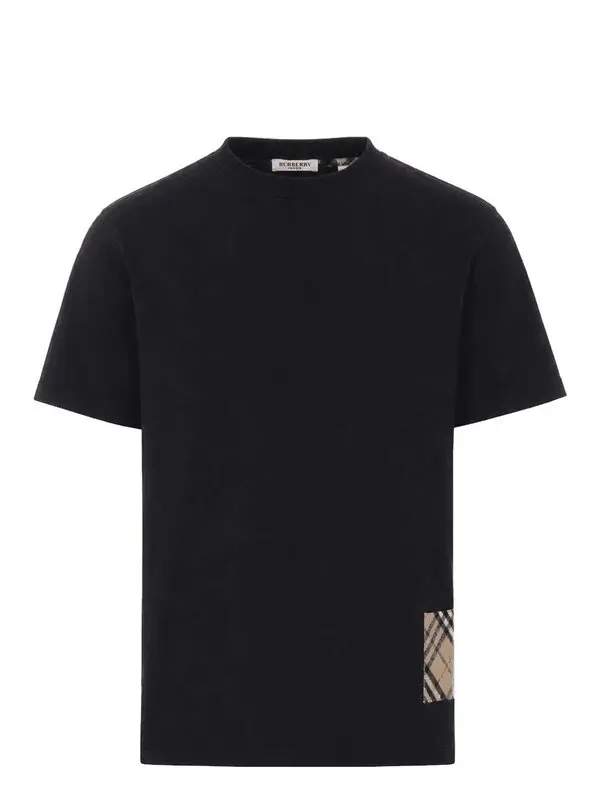 Burberry Check Cashmere Patch T-shirt - Black
