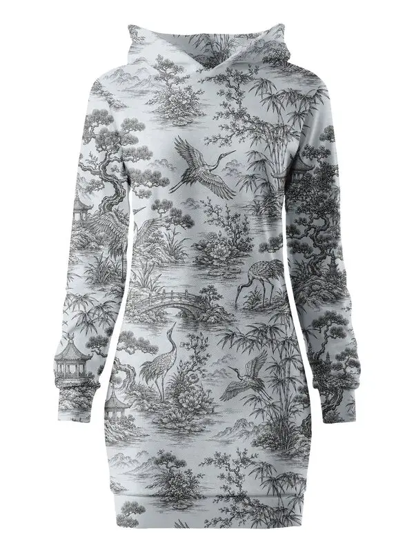 ALOHA FROM DEER Crane Garden Oversoze Hoodie Dress - Grey
