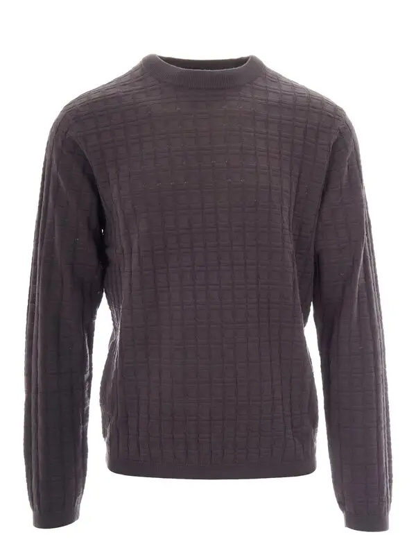 Emporio Armani S Textured Crew Neck Sweater - Magnet