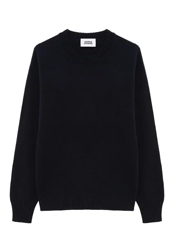 Alpha Studio Virgin Wool And Cashmere Crewneck Sweater - Blu Notte