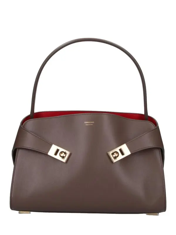 FERRAGAMO Genuine Calf Leather Shoulder Bag - Brown
