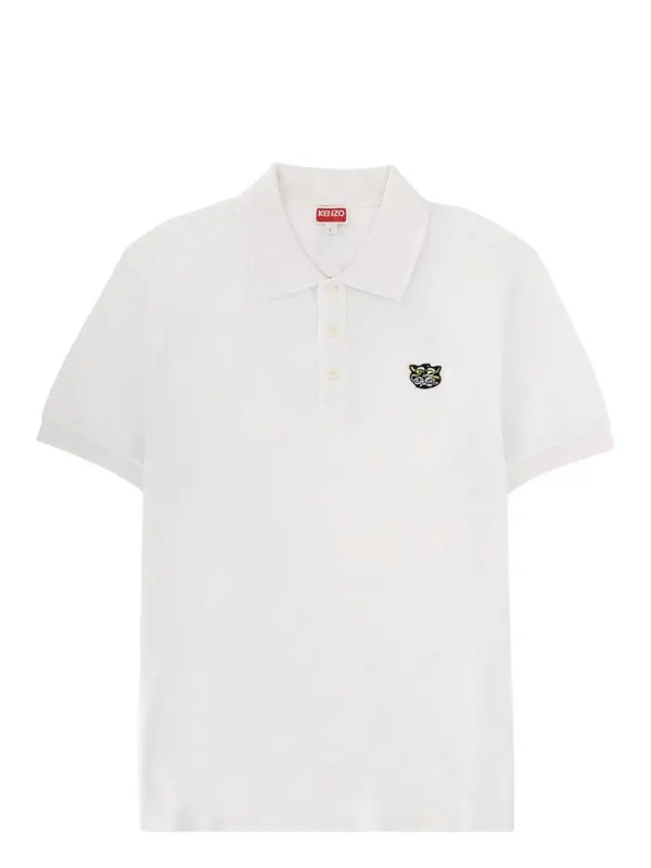 Kenzo Cotton Polo Shirt With Tiger Embroidery - White