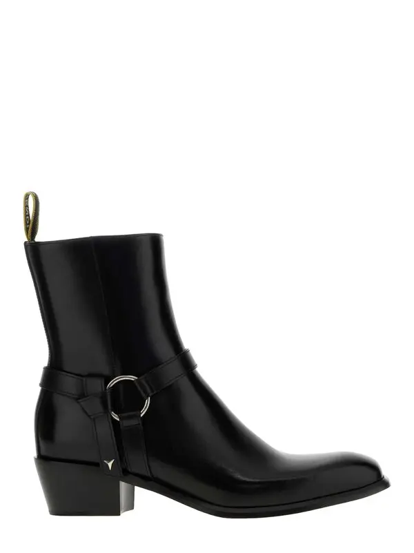 Fendi S Leather Ankle Boots - Black