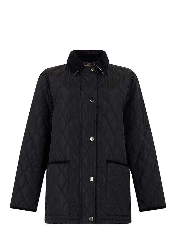 Burberry Quilted Jacket With Shawl Collar - Black