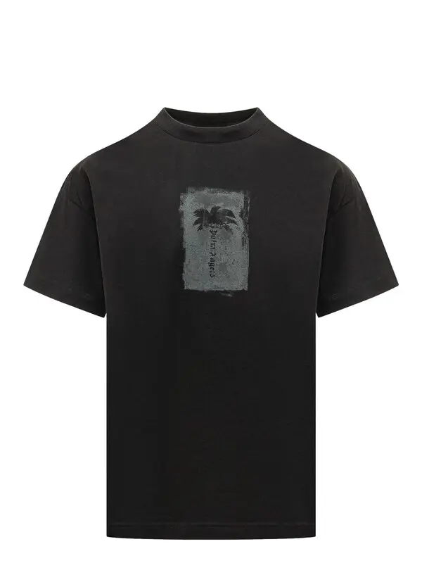 Palm Angels Brushed Palm Logo Regular T-shirt - Black-grey