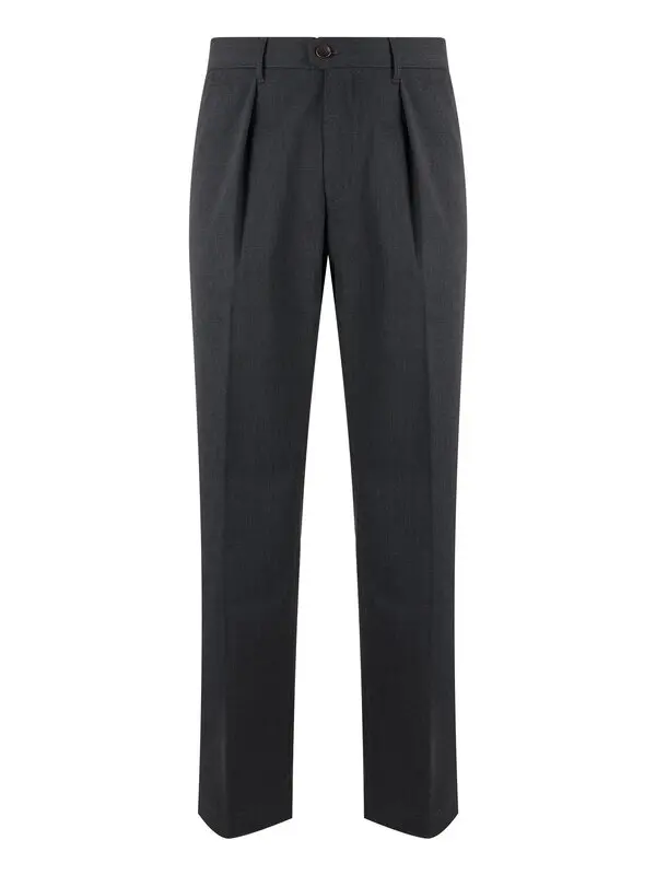 SLOWEAR Slow Pleated Wool-blend Trousers With Hook-and-zip Closure - Heather Grey