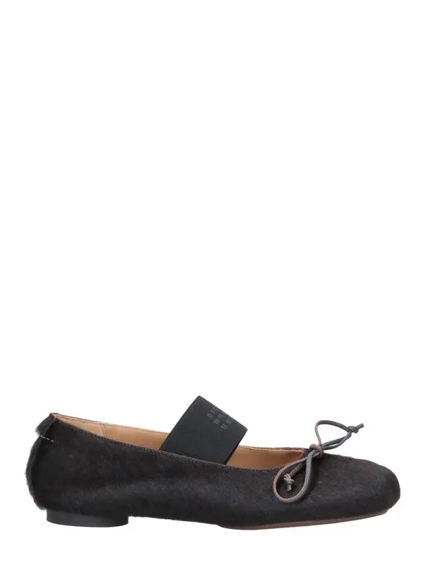 MAISON MARGIELA Structured Mini Ballet Flats In Cowhide With Contrast Leather - Brown