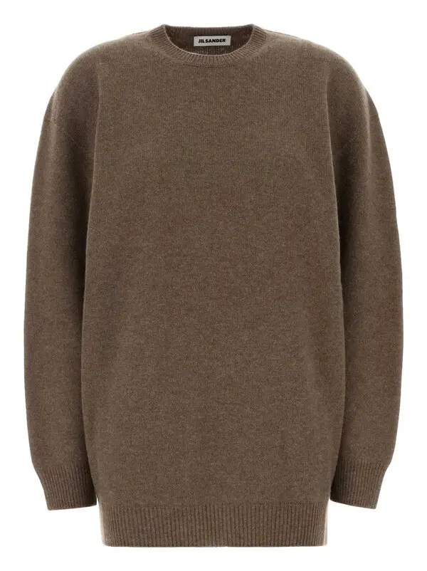JIL SANDER Oversized Mud Wool Blend Sweater - Brown