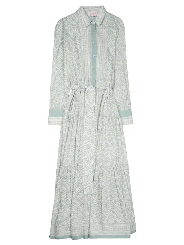 MC2 SAINT BARTH Printed Shirt Dress With Belt - Green