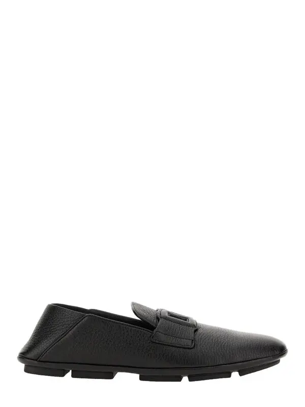 Dolce & Gabbana Logo-plaque Leather Loafers - Black