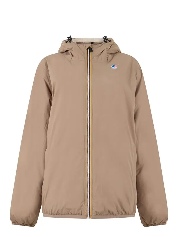 K-WAY Waterproof Windproof Sherpa-lined Hooded Zip Jacket - Beige