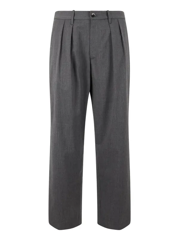 NINE:INTHE:MORNING Pleated High-waist Wide-leg Trousers - Grey