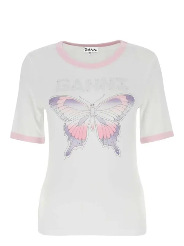 GANNI Stretch Lyocell T-shirt - White