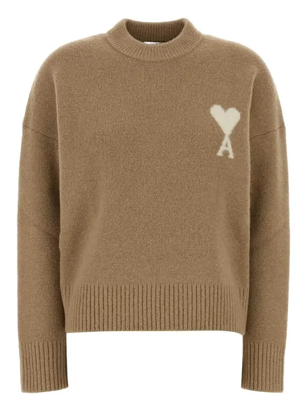 AMI Paris Stretch Alpaca Blend Sweater - Camel