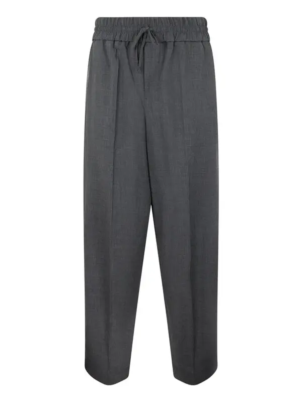 AMI Paris Elastic-waist Wool Trousers - Heather Grey
