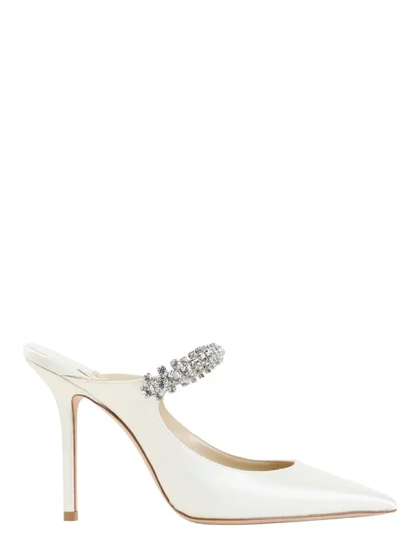 JIMMY CHOO Bing 100 Crystal Satin Pumps - White