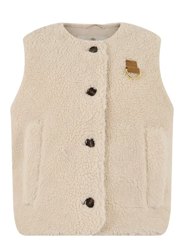 Barbour Teddy Fleece Button-front Vest - Beige
