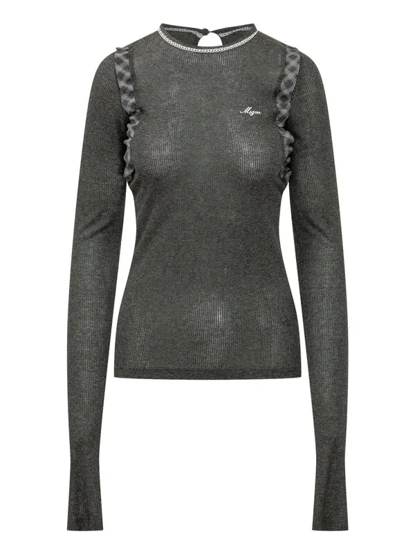 MSGM Long Sleeve Logo T-shirt - Grey