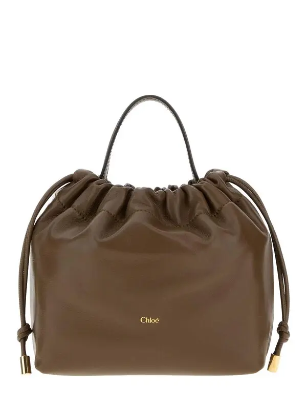 Chloé Mini Mud Leather Handbag With Icons Crossbody - Green