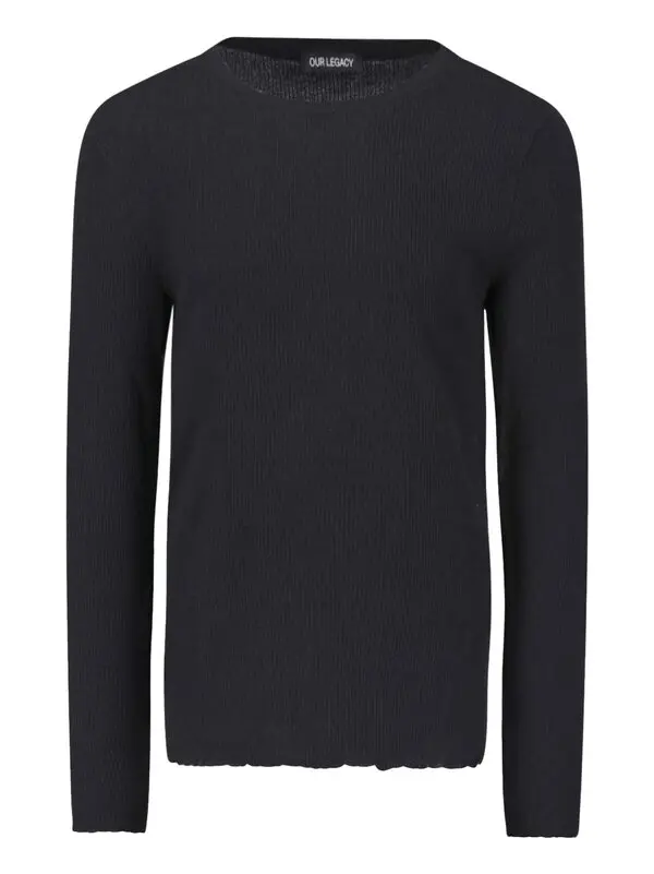 Our Legacy Ribbed Long Sleeve Mock Neck Sweater - Black