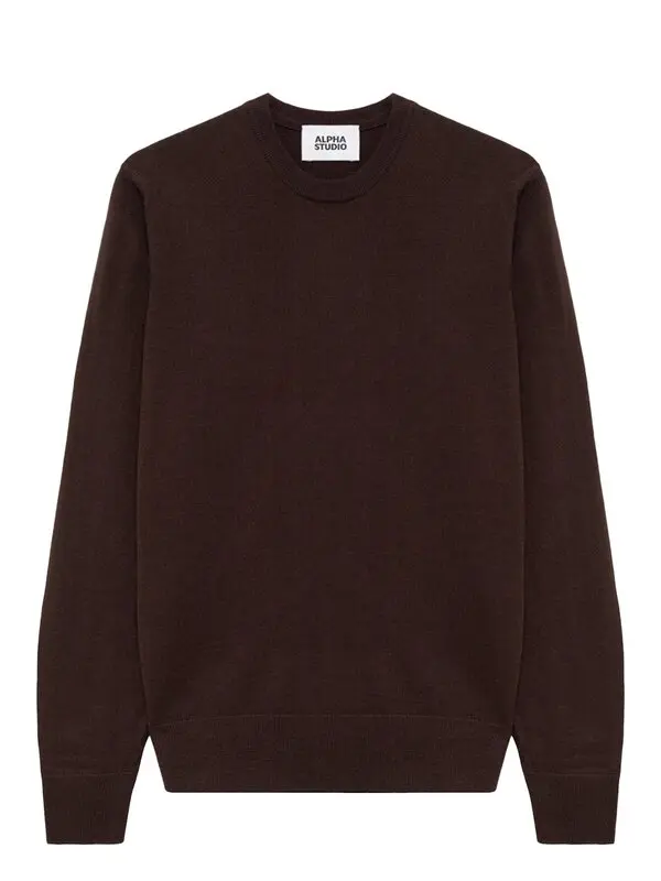 Alpha Studio Merino Wool Crewneck Sweater - Marrone
