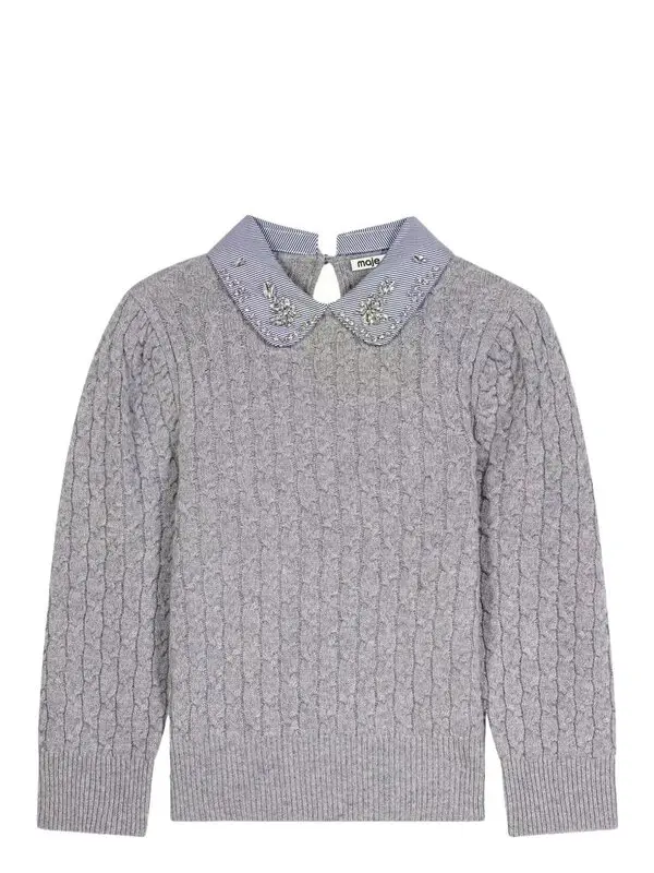 Maje Cable-knit Detachable-collar Jumper - Grey