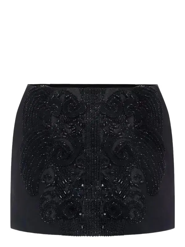 Elisabetta Franchi Double-layer Crêpe Miniskirt With Crystals - Black