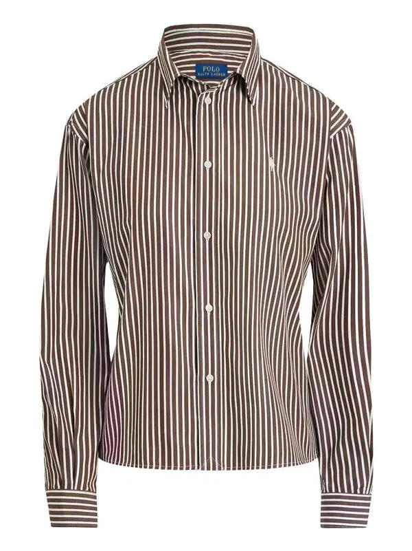 Polo Ralph Lauren Striped Embroidered-logo Shirt - Brown