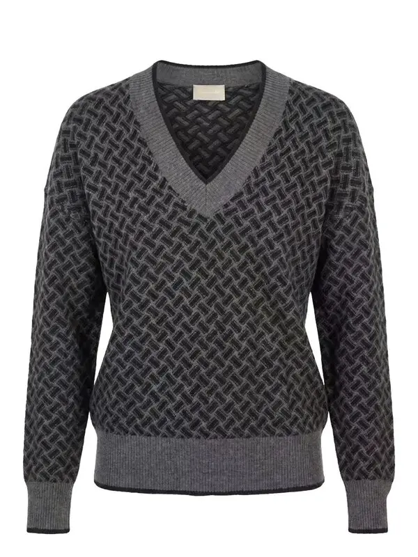 DRUMOHR Geometric-pattern V-neck Sweater - Grey