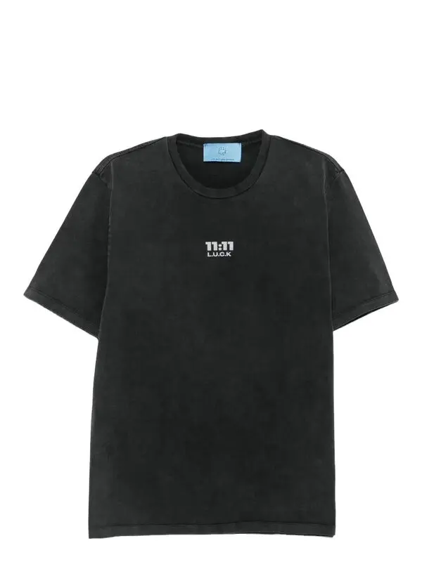 11 11 L.U.C.K. Logo-print T-shirt - Black