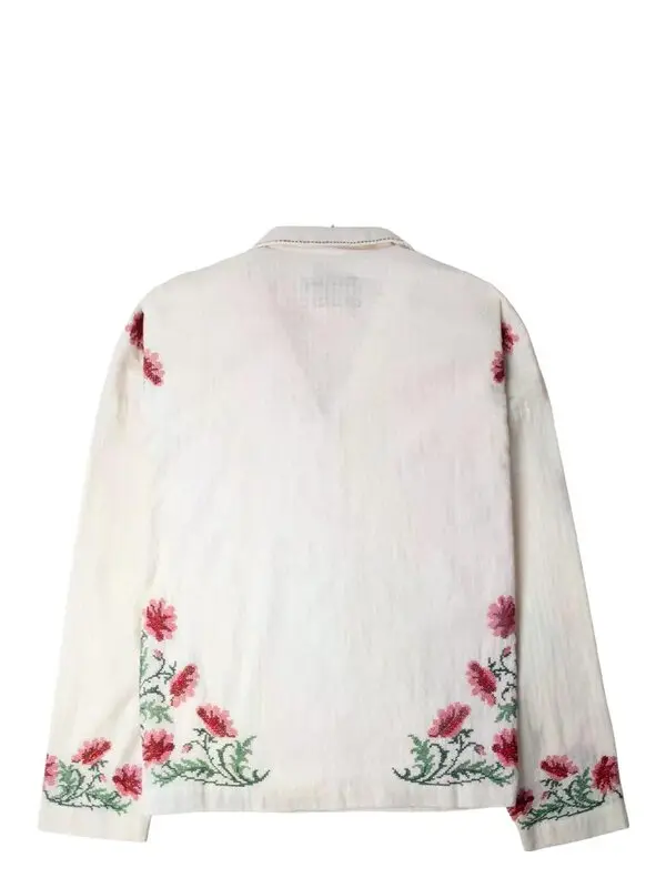 BAZISZT Bernie Floral-embroidered Cotton Shirt - White
